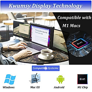 SMISEACOW Kwumsy P2 Pro Tri-Screen for Laptop with 13.5" Laptop Screen Extenders FHD 1080P IPS 270° Compatible with 13.3-16.5" Windows/MacBook(M1 & M2) Triple Portable Monitor for Laptop