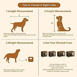 Lamerge Wooden Dog Crate Furniture for Large Dog, Heavy Duty Dog Crate End Table with Pull-Out Tray, 3-Door Dog Kennel, Indoor Pet Furniture, 44.3" L x 28.7" W x 31.9" H, Brown
