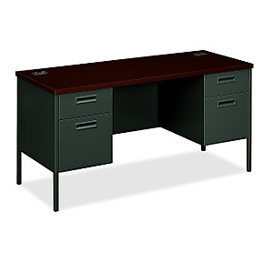 HON 60 by 24 by 29-1/2-Inch Metro Kneespace Credenza, Charcoal Frame/Mahogany Top