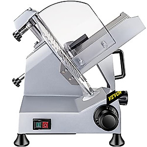 VEVOR Commercial Meat Slicer, 10 inch Electric Food Slicer, 240W Frozen Meat Deli Slicer, Premium Chromium-plated Steel Blade Semi-Auto Meat Slicer For Commercial and Home use