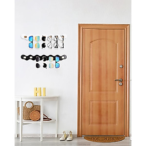 ONULISS Sunglass Organizer Wall, Beechwood Hanging Sunglasses Organizer Storage, Sunglass Holder for Wall, Sunglasses Holder Eyeglass Holder Stand, Sun Glasses Organizer Display Rack, 7 Slots (Black)