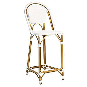 Safavieh PAT4038C Outdoor Collection Zaid White Stackable 30-inch Bar Stool