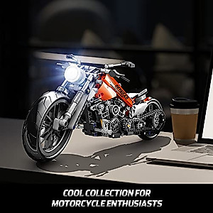 HOGOKIDS Motorcycle Building Block Set - 436 PCS Collectible Motorcycle Display Model, STEM Tech Motorbike Toy Collection Brick Kit, Birthday Gift for Adults Kids Boys Ages 6 7 8 9 10 11 12+ Years Old