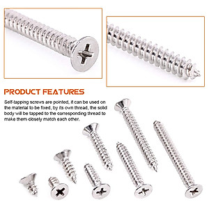 Rustark 150Pcs M5 [10-45mm] 304 Stainless Steel Flat Head Phillips Cross Wood Screw Self Tapping Drilling Screws Assortment Kit