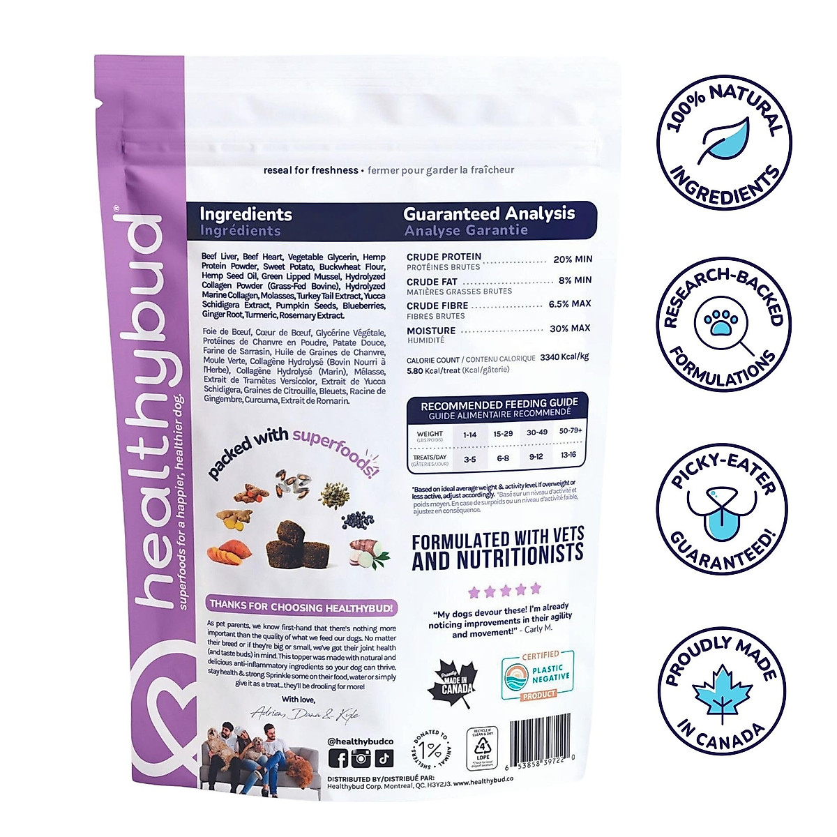healthybud Hip and Joint Supplement Dog Treats - Glucosamine Soft Beef Liver Bites for Senior Dogs, Arthritis Support 14.1oz