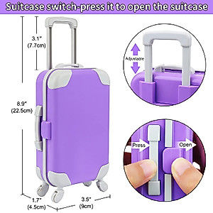 K.T. Fancy 23 pcs American 18 Inch Doll Accessories Suitcase Travel Luggage Play Set for 18 Inch Doll Travel Carrier, Sunglasses Camera Computer Phone Pad Travel Pillow Passport Tickets Cashes