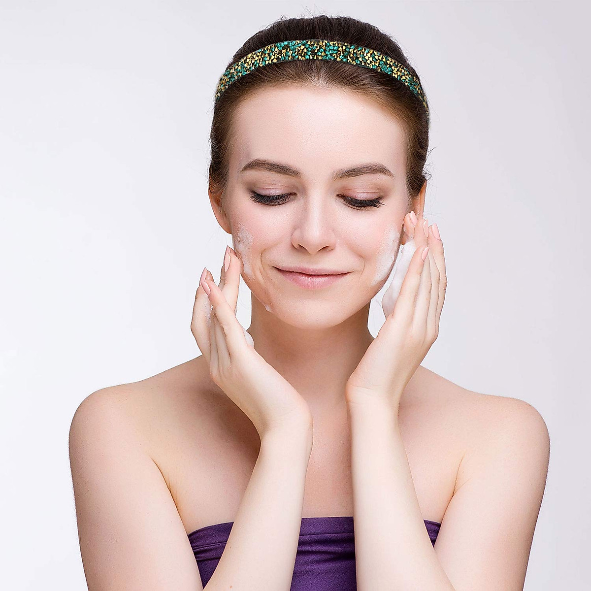 6 Pieces Glitter Headband Non-slip Felt Headband Rhinestone Headband Women's Fabric Headband Hairband for Sports and Yoga