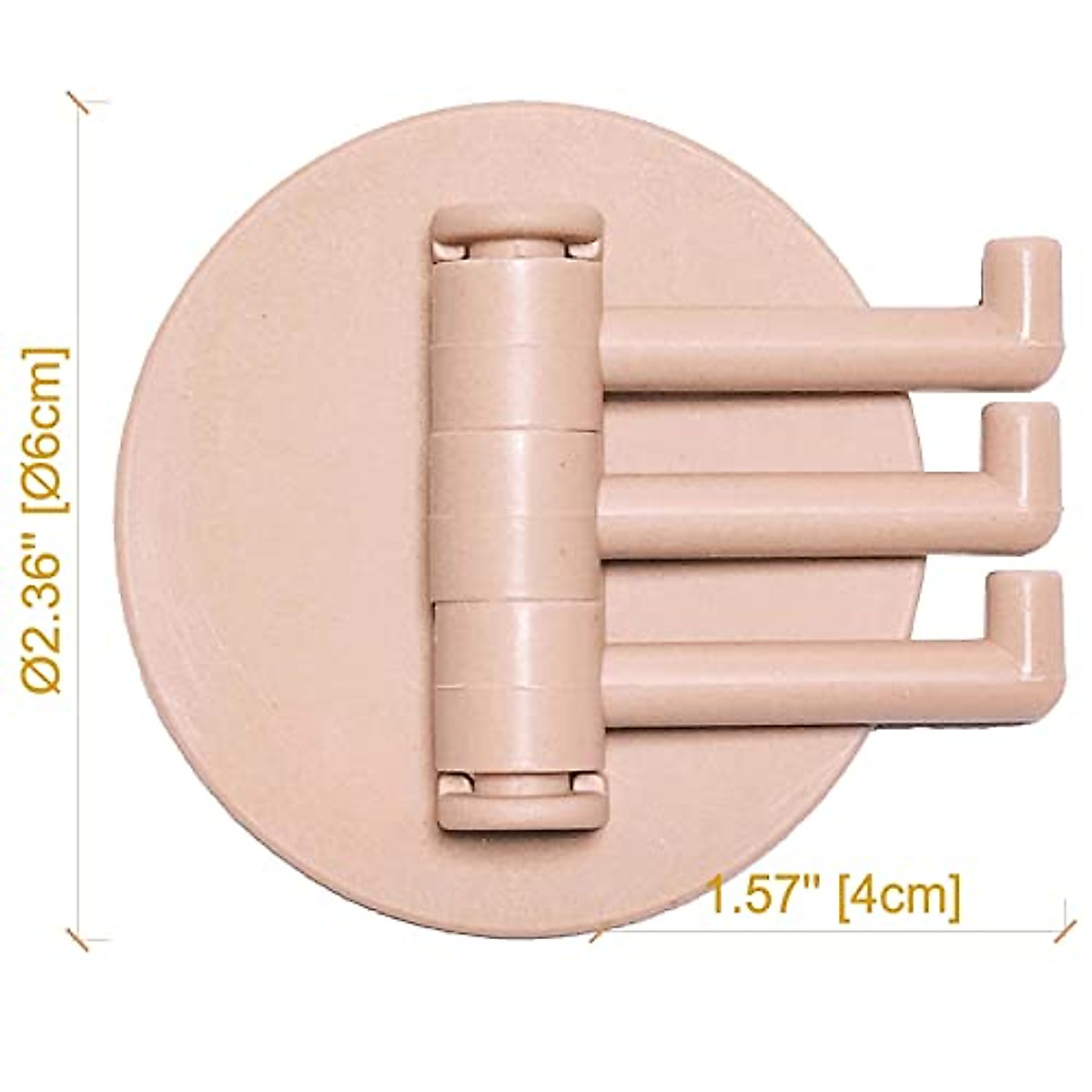 Fineget Wall Hooks for Hanging Adhesive Bathroom Kitchen Hooks Desk 3 Rotatable Arms Round Sticky Hooks Pnk 2 Pairs
