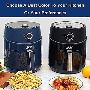 JKM Air Fryer 3.7QT Large Electric Oilless Mechanical Temperature Control, Nonstick Frying Basket, Knob-Blue