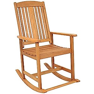 Sunnydaze Meranti Wood Indoor Outdoor Rocking Chair - Patio, Front Porch, Deck, Garden, Balcony, Backyard and Lawn Furniture - Comfortable Seating - 220 lb. Weight Capacity - 42.5-Inch