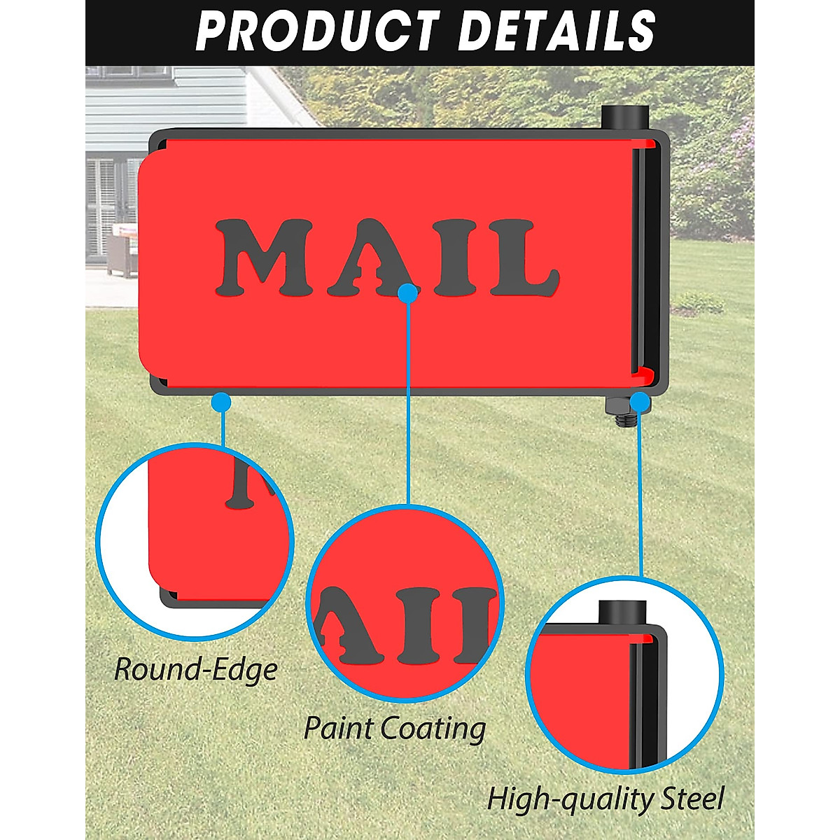 Professional Mailbox Flag Galvanized Steel Universal Outgoing Matte Mailbox Replacement Flag Kit Upgraded Sinking-Fixed Design for All Other Surface Rust Resistant Mailbox Flag Easy Assembly