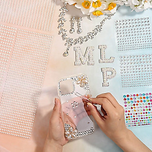 4576 Pieces Hair Pearls and Face Rhinestones Stickers, Self Adhesive Stick on Pearls Bling Gems Jewels Stickers for Hair Face Body Makeup Clothes Shoes Bags DIY Craft and Decorations