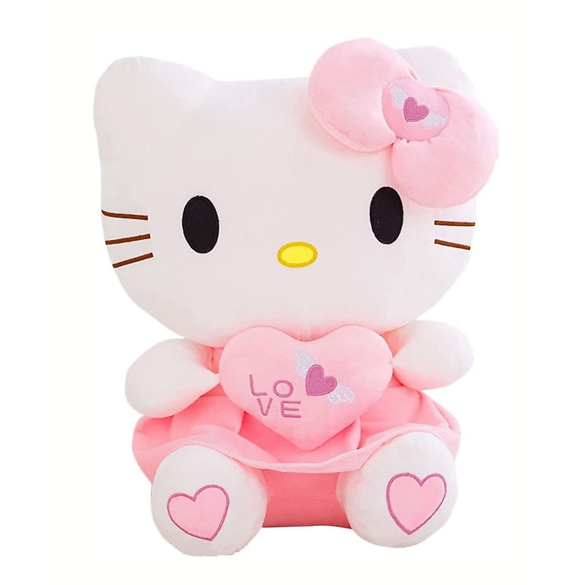 ATCEEN Plush Cat Toys Baby Girls Dolls Kitten Stuffed Animals Cat Toys Kawaii Plush Pink Pillow Soft 3D Doll Toys Fluffy Hugging Pillow Gift for Kids and Fans,Heart a,11.8in