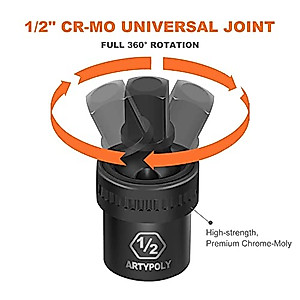ARTIPOLY 3/8in Impact Socket Set, 6-Point Deep and Shallow Socket Set, 48 Piece Standard SAE and Metric from 5/16in to 3/4in and 8mm to 22mm,Cr-V Steel Mechanic Socket Kit
