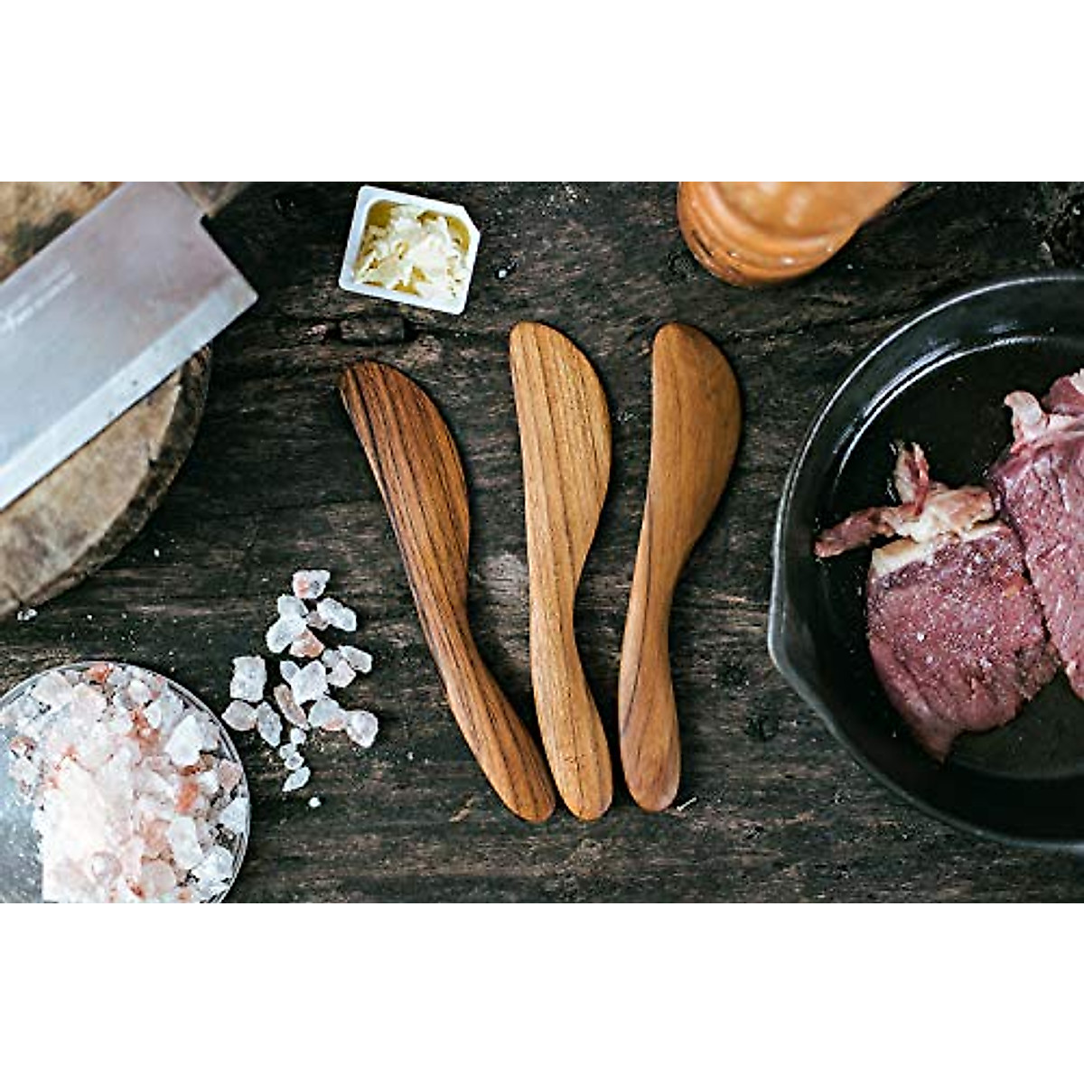 FAAY 7.5" Butter Spreaders, Eco-Friendly Condiment and Sandwich Knife from 100% Moist-Resistant Teak Wood, Super Handy Peanut Jelly Spreader Set of 4