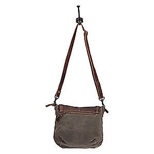 Myra Bag Crack Flap Upcycled Canvas & Leather Crossbody Bag S-1622