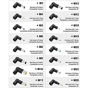 90W Universal Laptop Charger ETL Replacement for Dell HP Acer Asus Lenovo IBM Toshiba Samsung Sony Fujitsu Gateway Notebook Ultrabook Chromebook 15V 16V 18.5V 19V 19.5V 20V AC Adapter Power Supply
