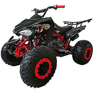 HHH 200cc Sports Quad ATV with LED Headlights Automatic Transmission with Reverse, Big 23"/22" Tires! (Red, Factory Package)