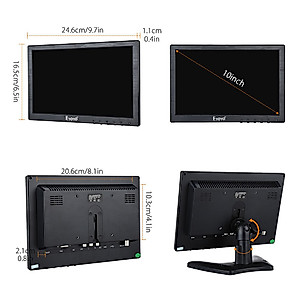 Eyoyo 10 Inch IPS LCD Monitor 1280x800 Resolution Support HDMI VGA BNC AV Input for PC TV Security Display(10 inch)