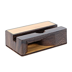 ULTECHNOVO Cell Phone Stand, Wooden Cell Phone Stand with Sound Amplifier Portable Wood Cellphone Dock on Desk Bamboo Bed Stand Mount Cradle Loud Speaker for Phone(Brown)