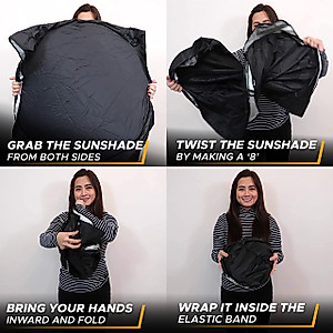 EcoNour Jeep Windshield Sunshade | Sun Visor for UV Rays & Heat Protection | Suitable for Wrangler, Compass, Gladiator & Renegade | Accessories for Jeep Wrangler | X-Small - 60x21 inches