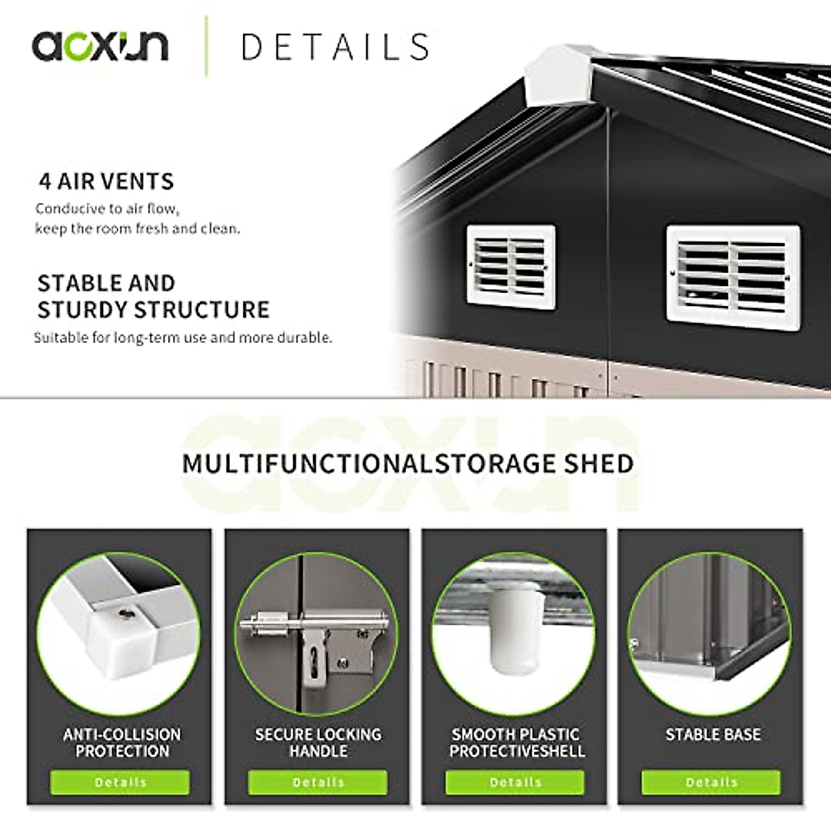 Aoxun 8' x 10' Metal Outdoor Storage Shed, Steel Utility Tool Shed Storage House with Door & Lock, Metal Sheds Outdoor Storage for Backyard Garden Patio Lawn Brown