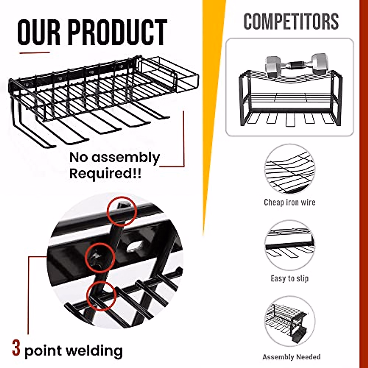 Heavy Duty Power Tool Rack Shelf Organizer Wall Mount - Steel Utility Mounts Design for Impact Drill & Wrench Tools, Garage and Storage Organization USA Made, 100pd Weight Capacity