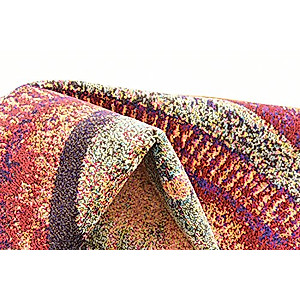 Unique Loom Estrella Collection Rustic, Distressed, Modern, Abstract Area Rug, 8 ft, Orange/Black