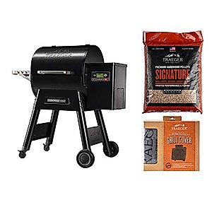 Traeger Grills Ironwood 650 Wood Pellet Grill Bundle with Cover and Signature Pellets - Black