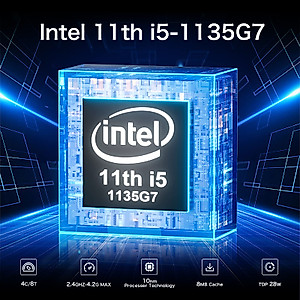 GMKtec Mini PC,Intel Nuc i5-1135G7 4-Core(up to 4.2GHz) Mini Computers,16GB RAM 512GB NVME SSD, Windows 11 Pro Desktop Computers with WiFi6, BT5.2, Triple HD 4K Thunderbolt4 8K Display, USB 3.2
