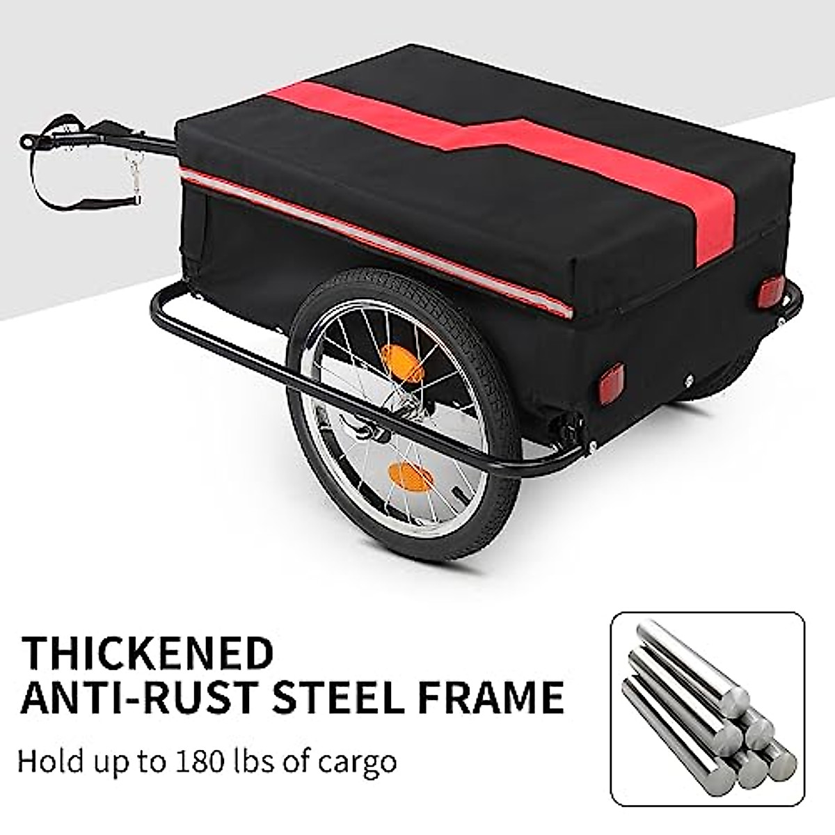 Ktaxon Bike Trailer Foldable Bicycle Trailer with Detached Cover, Quick Release Wheel, Anti-Rust Steel Frame and Universal Trailer Hitch, Bike Cargo Trailer for Moving Houses, Camping and Shopping