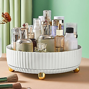 CESTATIVO Lazy Susan, Makeup Perfume Organizer, Rotating Turntable Organizer for Cabinet, Bathroom Vanity Tray Organizer with Large Capacity, White
