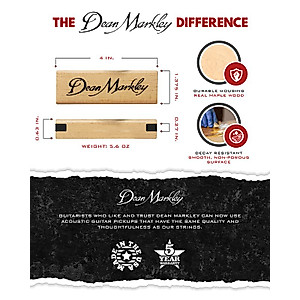 Dean Markley Pro Mag Plus XM Acoustic Guitar Single Coil Pickup, Smooth Maple Wood Design Active Soundhole Pickup Ebony Finish, Perfect String Balance and 15 Ft Low Noise for Steel-String Guitars