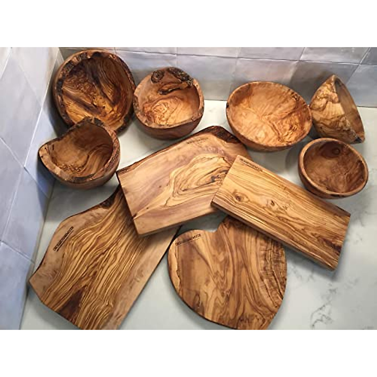 Orchard Hardwoods 12" Artisan Heart Shaped Olive Wood Cheese Board/Charcuterie Platter- For Cutting, Chopping, Serving-Thick Wooden Slab/Tray, Unique Kitchen/Valentines Day Gift (Large 12x12x0.8)