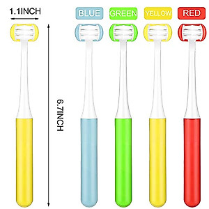 Patelai 4 Pieces Autism Toothbrush for Special Needs Soft Wrap-Around Training Tooth Brush Saving Time for Kids, Gentle Clean Tooth to Completely Cover The Toothbrush (Blue, Yellow, Green, Red)