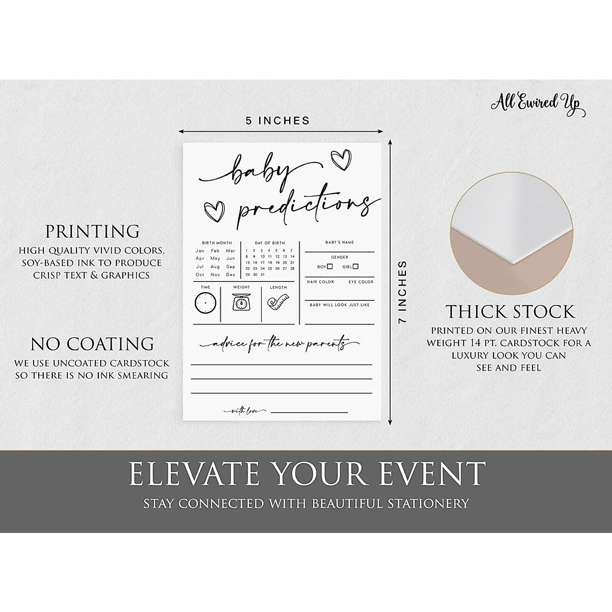 50 Baby Shower Game Large Picture Predictions and Advice Cards, New Mom & Dad Card or Mommy & Daddy to Be, Girl or Boy Babies New Parent Message Advice Book Fun Gender Neutral Party (50-Cards)