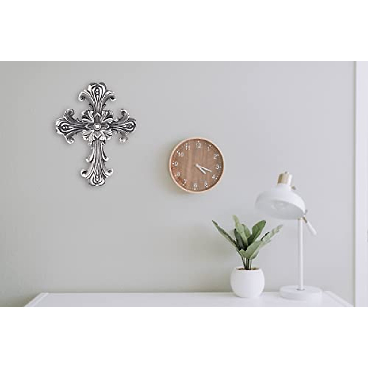 Ardour 10 Inch Antique Silver and Black Wall Cross For Home Decor.Metal Hanging Decorative Crosses Wall Decor.Cross For Wall Of Crosses,Religious Home Decor