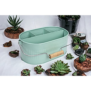 utensil caddy for parties, utensil caddy for countertop, kitchen utensil caddy, plate and utensil caddy - picnic utensil caddy, kitchen utensil caddy for countertop - 13.5 Inches (Mint Green)