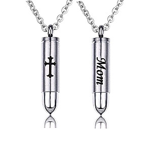 MEMORIALU Celtic Cross Bullet Urn Necklaces for Mom Ashes Women Cremation Jewelry Stainless Steel Keepsake Memorial Pendant for Mother