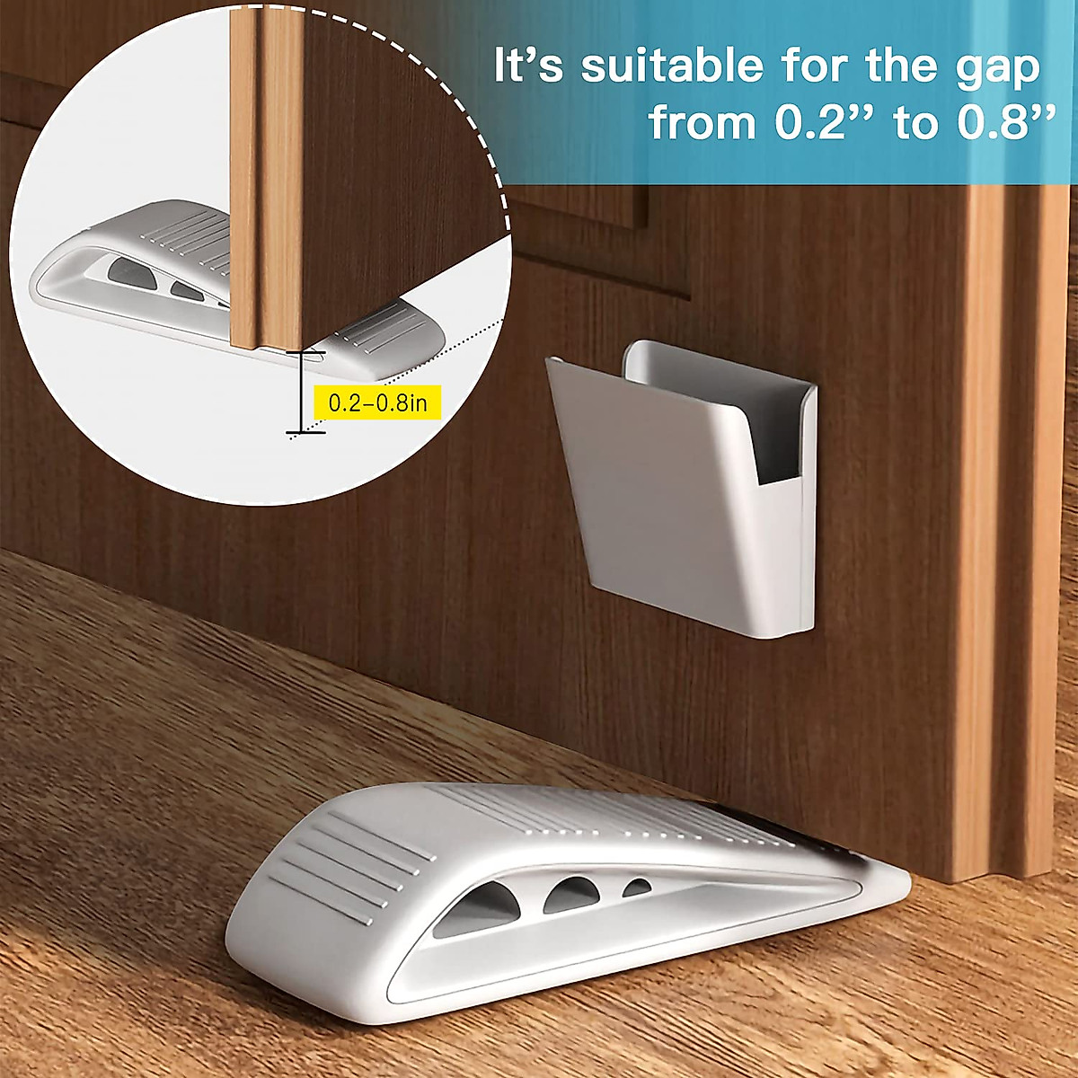 ADKALIV Door Stoppers for Floor Rubber Door Stop Wedge, Door Gaps and Prevent The Lock-Outs,Heavy Duty Door Stopper (1, Grey)