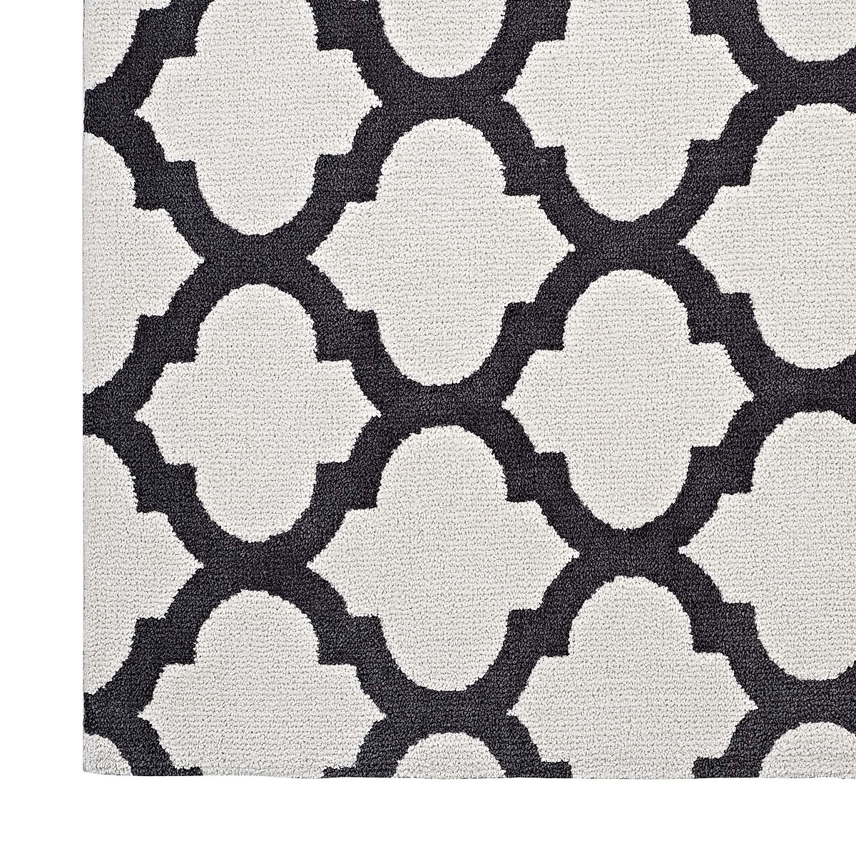 Modway Lida Moroccan Trellis 8x10 Area Rug With Lattice Design in Ivory and Charcoal