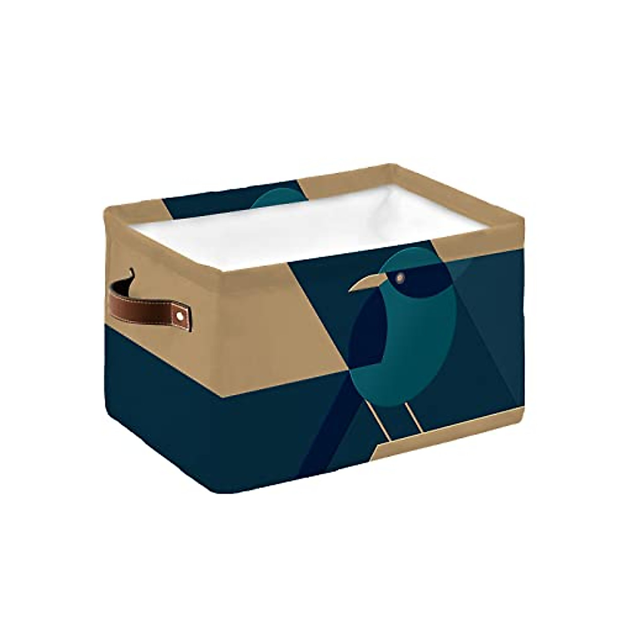 Abstract Art Geometric Bird Storage Bins with Handles, Modren Art Painting Animal Storage Basket for Shelves, Cube Storage Organizer Bins for Toys, Closet (1 Pack, 15" x 11" x 9.5")