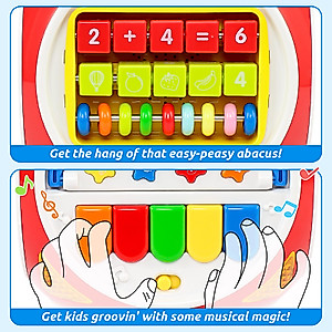 BAOLI Toddler Activity Cube, 6 in 1 Busy Learning Shape Sorter Toy with Music Keyboard, Gear, Sound & Light, Early Educational Toy Birthday Gifts for Baby Toddlers Children Boys Girls Age 1-3