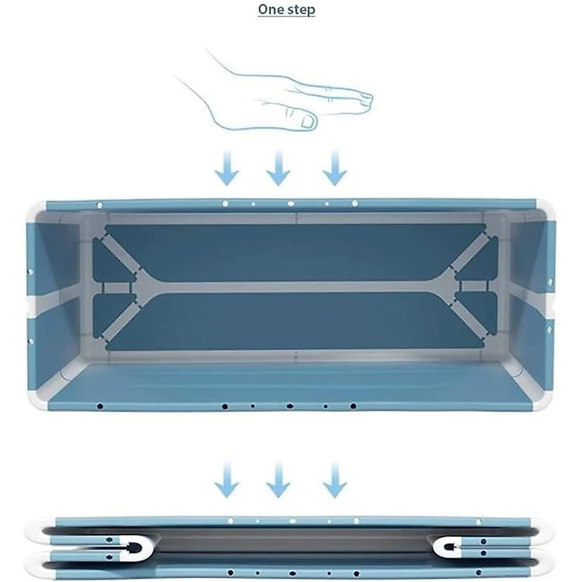MegLob Lightweight Foldable Bathtub, Foldable Collapsible Bathtub Portable Bathtub Adult, Large Foldable Soaking Freestanding Bathtub with Lids, Ideal for Hot Bath Ice Bath for RV,Blue