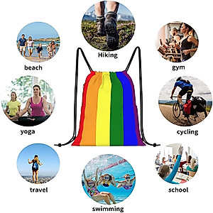 PAUSEBOLL LGBT Gay Pride Drawstring Backpack Rainbow String Bag Gym Sackpack Waterproof Cinch Sports Sack for Men Women Beach Yoga Traveling School Gifts One Size