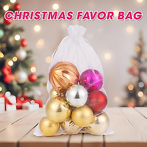 ANZNKU 50 Pack White Organza Bags 8x12 inch Mesh Bags Drawstring Large Goody Bags Gift Bags for Jewelry Candy Wedding Christmas Party Favor