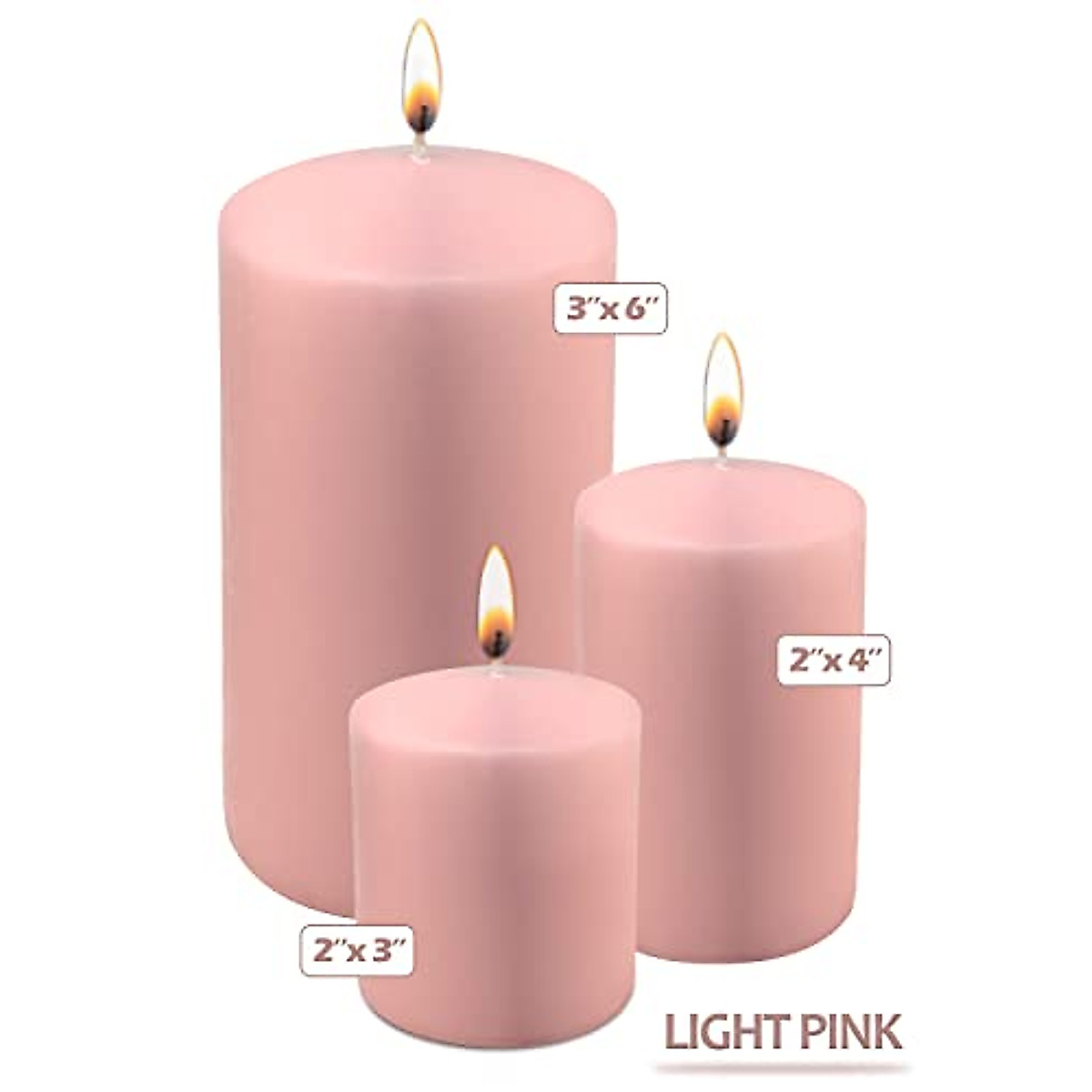 Hyoola Light Pink Pillar Candles 2x3 Inch - 4 Pack Unscented Pillar Candles Bulk - European Made
