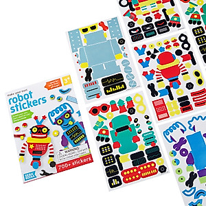 Serabeena Make Your Own Stickers - Robot Stickers for Kids - Robot Birthday Party Decorations - Stickers for Toddlers - Robot Party Favors - Over 700 Kid Friendly Stickers - 24 Sheets, 6.5" x 4.5"