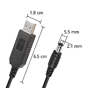 SinLoon 3.28ft USB 5V to DC 12V Converter Step Up Voltage Converter Power Cable USB to 5.5 x 2.1mm Barrel Connector DC Power Cable with 5 Connectors Adapter for Router, Mini Fan, Camera, Phone(5521)