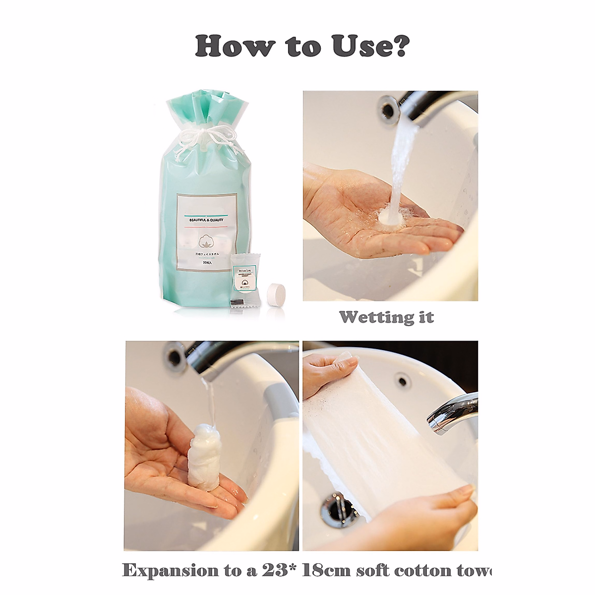 50 Pcs Compressed Towel Tablets Portable Disposable Coin Tissues, Soft Compressed Wash Wipe, Face Care Cloth, Perfect for Traveling Camping Cosmetic Use